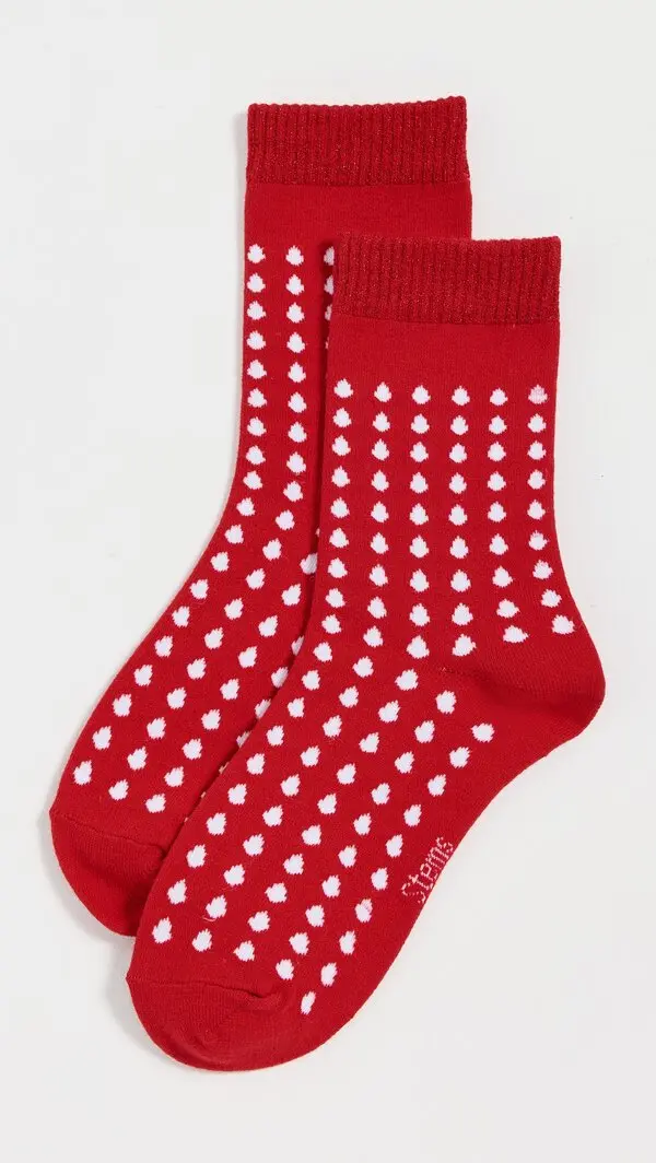 STEMS Dots Crew Socks - Red White