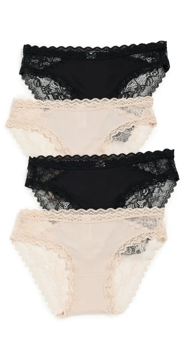STRIPE & STARE Eco Lace Original Knicker 4 Pack - Black & Sand