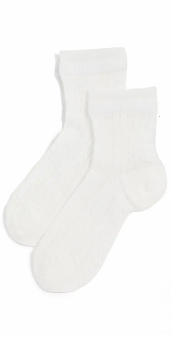 STEMS Misi Lace Knit Crew Socks - White