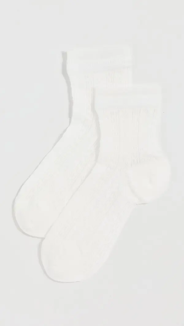 STEMS Misi Lace Knit Crew Socks - White