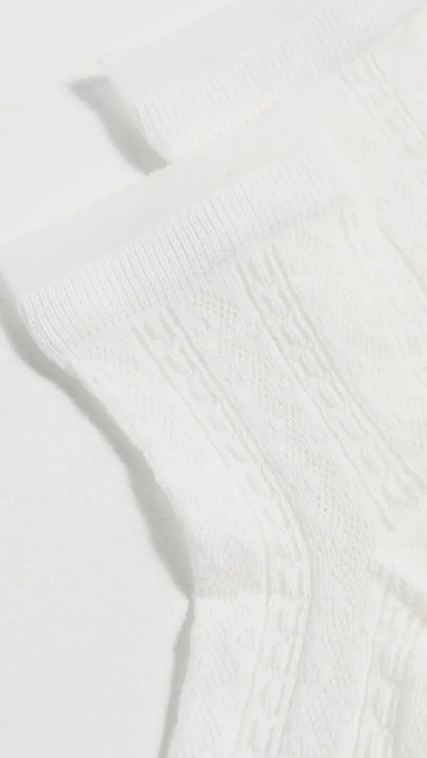 STEMS Misi Lace Knit Crew Socks - White
