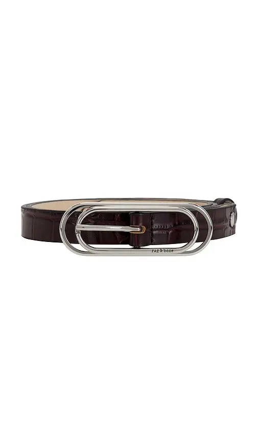 Rag & Bone Duo Rounded Rebound Belt - Bordeaux Croc