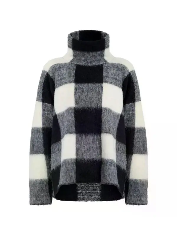Proenza Schouler High-neck Check Wool Top - Black