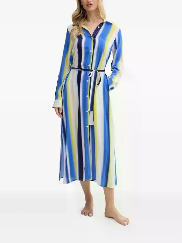 Dkny Striped Belted Shirt Nightdress - Blue