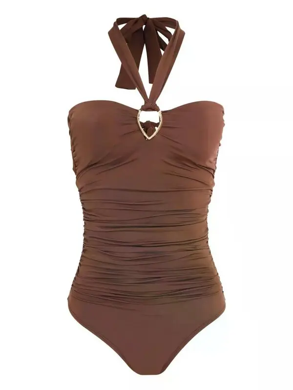 BRIGITTE Margareth Halter-neck One-piece Swimsuit - Brown