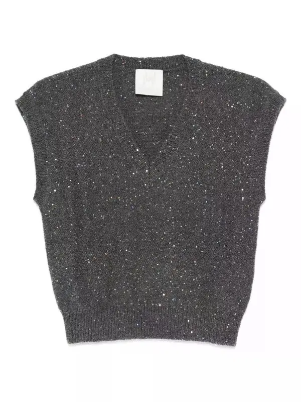 Marella Sequin-embellished Knitted Top - Grey