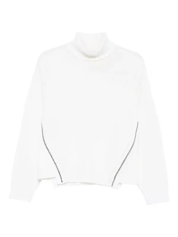 Alpha Studio Turtleneck Sweater With Contrast Stitching - White