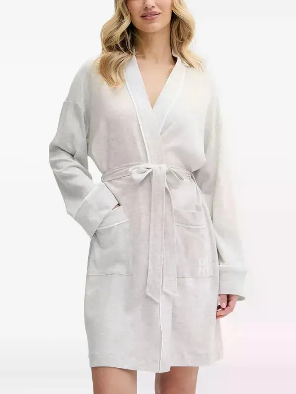 Dkny Piping-detail Belted Robe - Grey