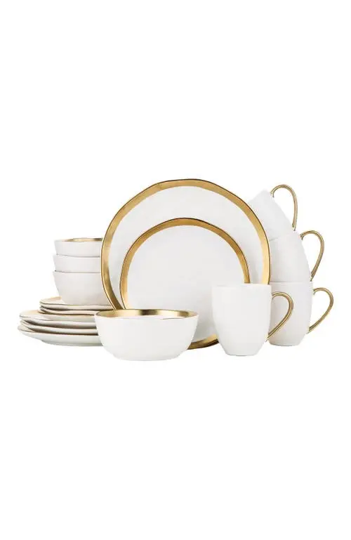 STONE + LAIN Florian Porcelain 16-piece Dinnerware Set - White
