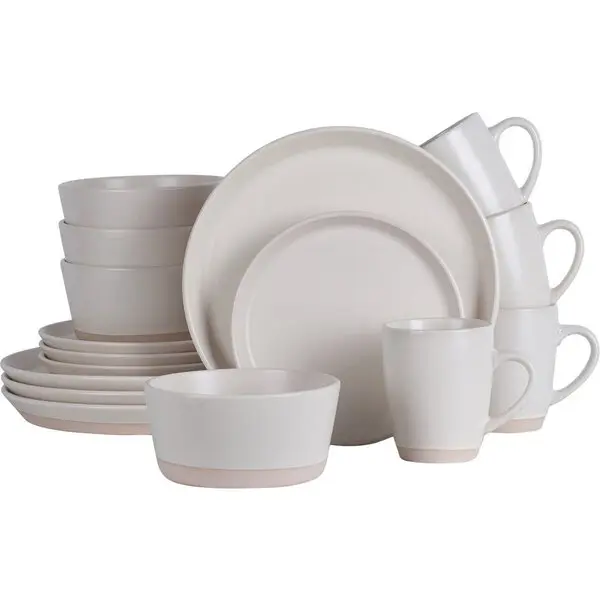 STONE + LAIN Jules Stoneware 16-piece Dinnerware Set - Off White