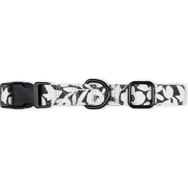 FRINGE STUDIO Charcoal Floral Dog Collar - White Flowers
