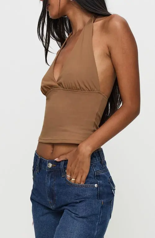 Princess Polly Whimsy Halter Top - Chocolate