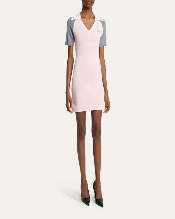 Casablanca Metallic Mini Polo Dress