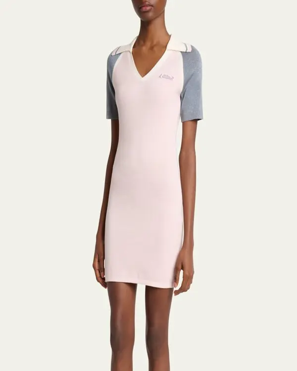Casablanca Metallic Mini Polo Dress