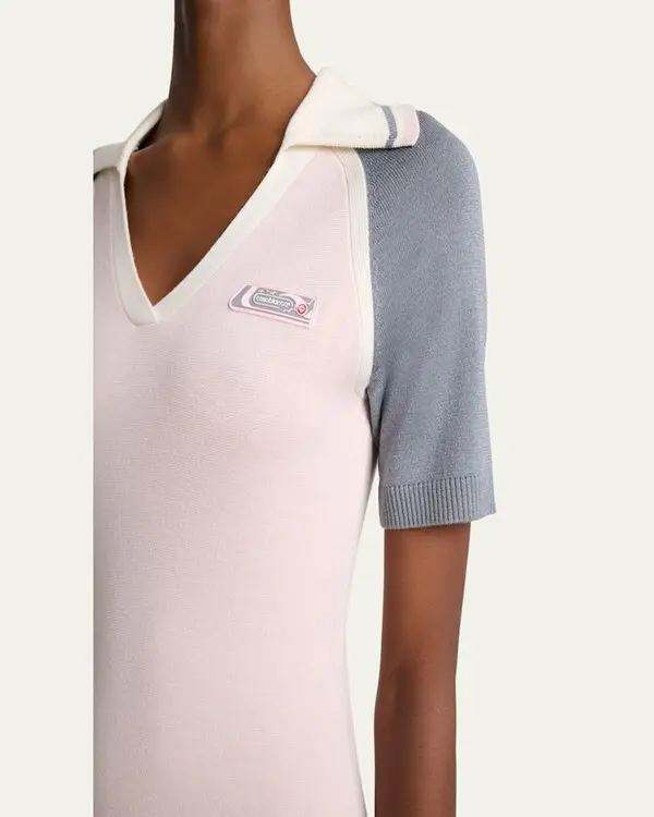 Casablanca Metallic Mini Polo Dress