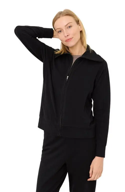 PACT Organic Cotton Cloudknit Zip Jacket - Black