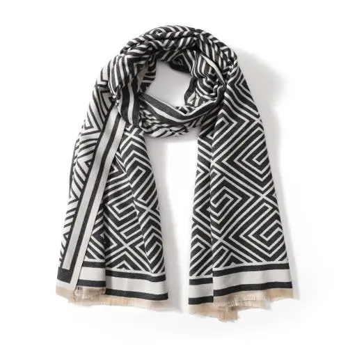 YOUZEY The Emma Scarf - Dark Grey/cream