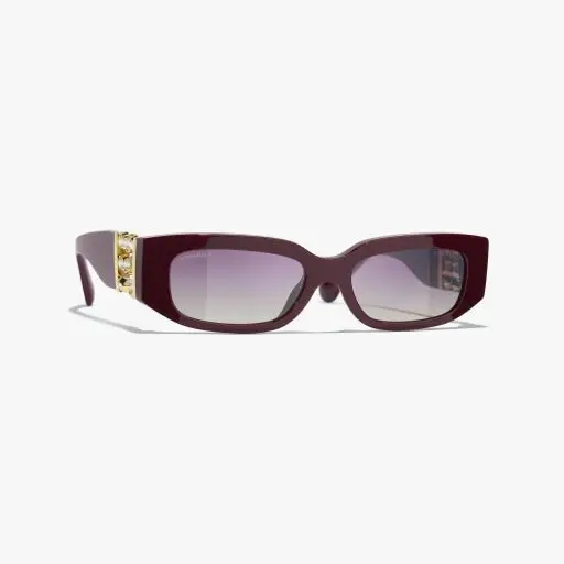 Chanel Oval Sunglasses - Burgundy
