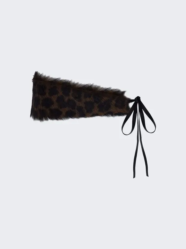 Zeynep Arçay X Camille Charriã¨re Leopard Shearling Belt - Black