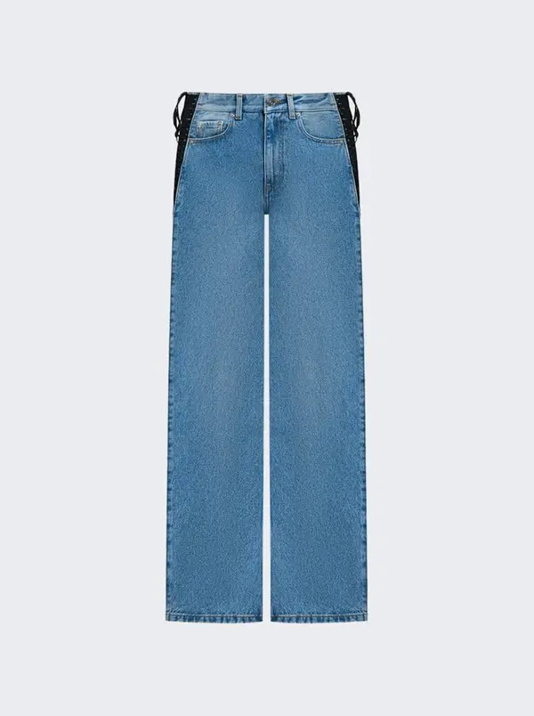 MUGLER Straight Leg Jeans With Lace Detail