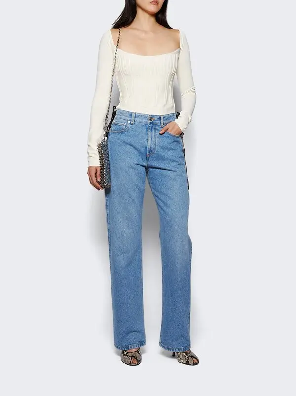 MUGLER Straight Leg Jeans With Lace Detail