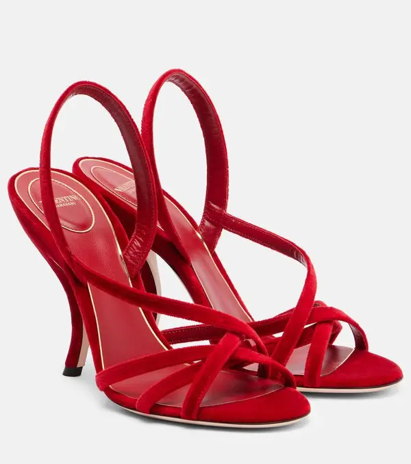 Valentino Garavani Fetishique 105 Velvet Sandals - Red