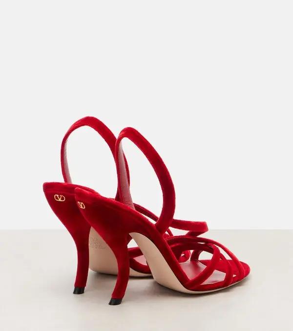 Valentino Garavani Fetishique 105 Velvet Sandals - Red