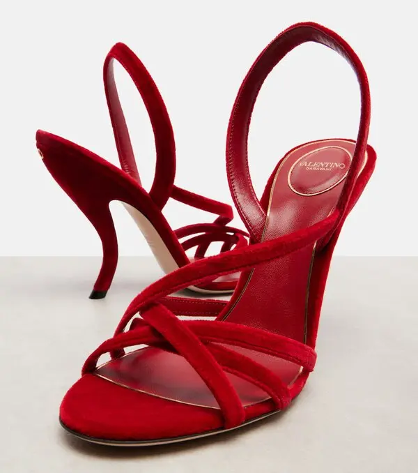Valentino Garavani Fetishique 105 Velvet Sandals - Red