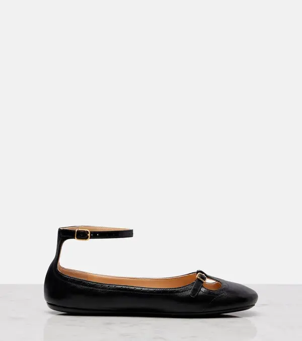 Chloé Leonore Leather Ballet Flats - Black