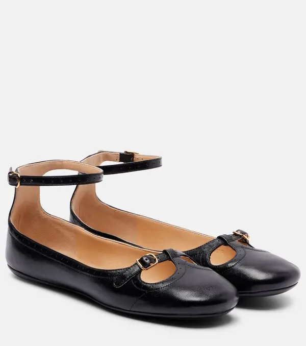 Chloé Leonore Leather Ballet Flats - Black