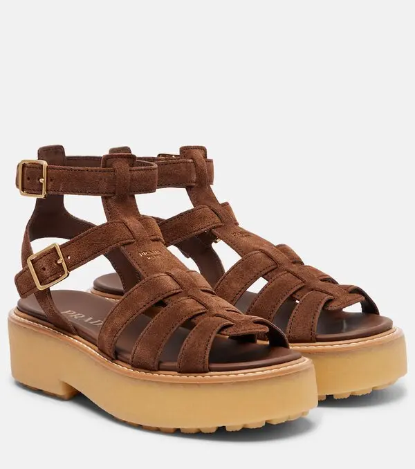 Prada Suede Platform Fisherman Sandals
