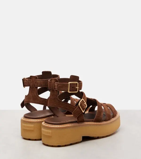 Prada Suede Platform Fisherman Sandals
