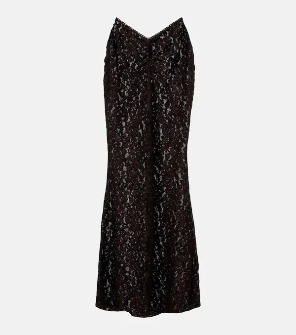 BANANHOT Daisy Floral Lace Maxi Skirt - Brown
