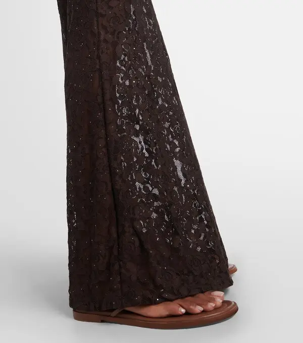 BANANHOT Daisy Floral Lace Maxi Skirt - Brown