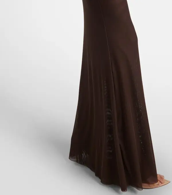 BANANHOT Erica Ruched Strapless Maxi Dress - Brown