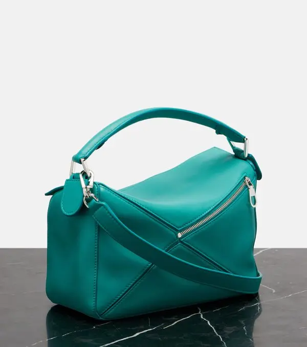 Loewe Featherlight Puzzle Small Leather Top-handle Bag - Blue