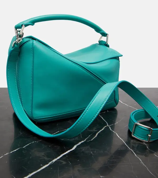 Loewe Featherlight Puzzle Small Leather Top-handle Bag - Blue