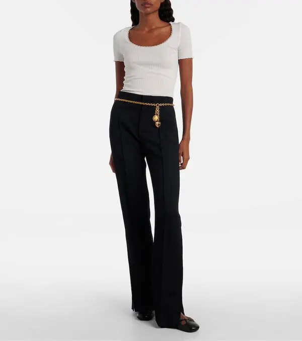 Chloé Virgin Wool Gabardine Flared Trousers
