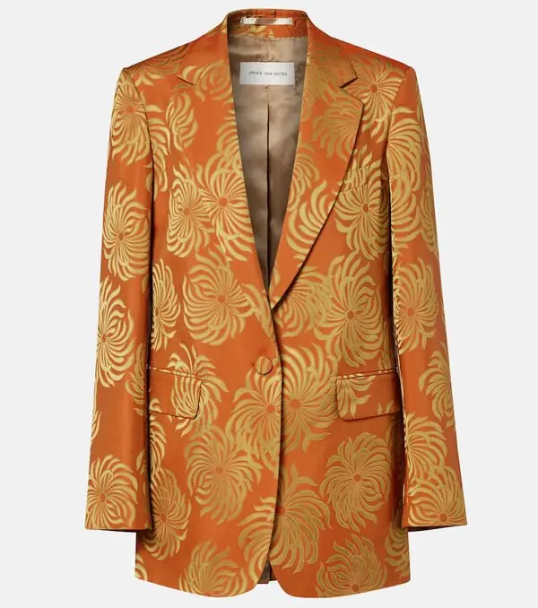 Dries Van Noten Floral Jacquard Blazer - Orange