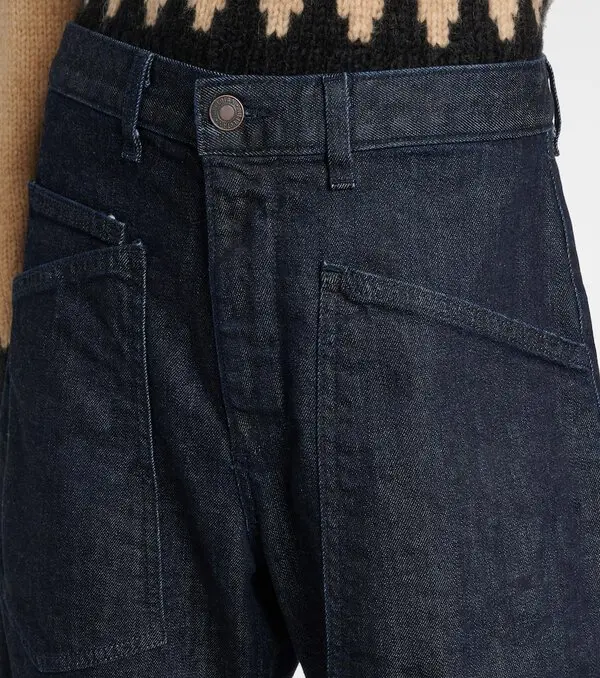 NILI LOTAN Shon High-rise Barrel-leg Jeans - Blue