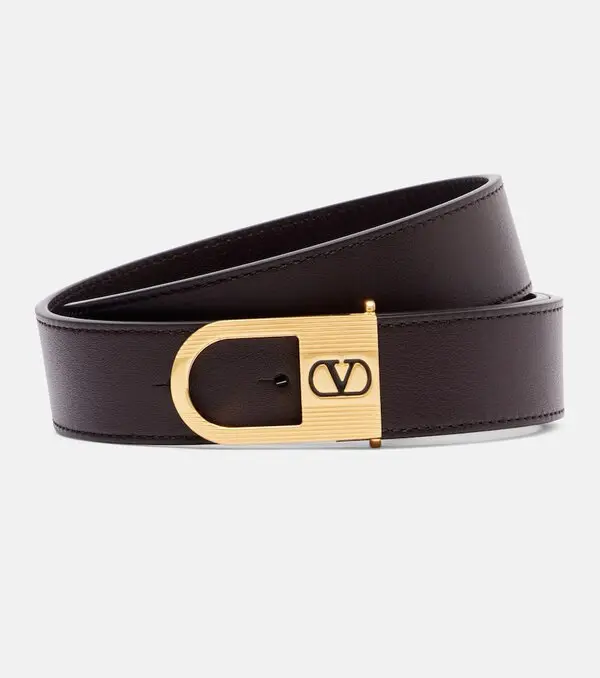 Valentino Garavani Vlogo Leather Belt - Brown