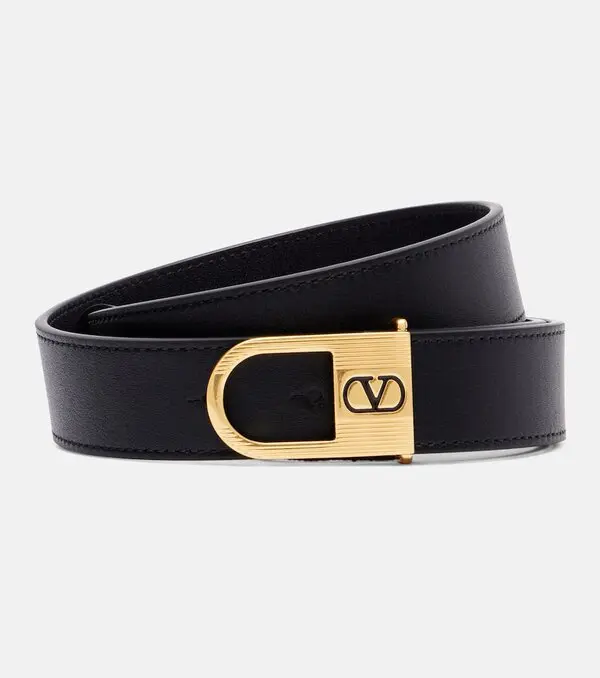 Valentino Garavani Vlogo Leather Belt - Black
