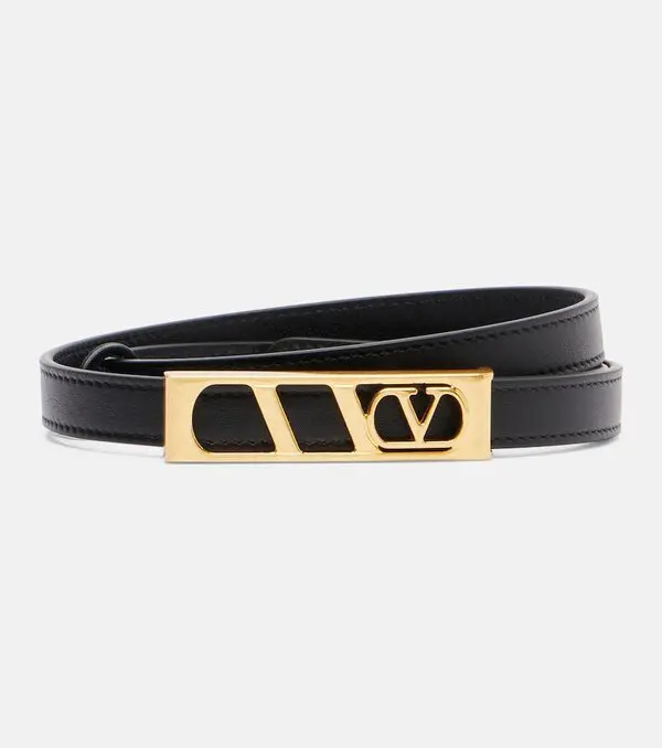 Valentino Garavani Vlogo Leather Belt - Black