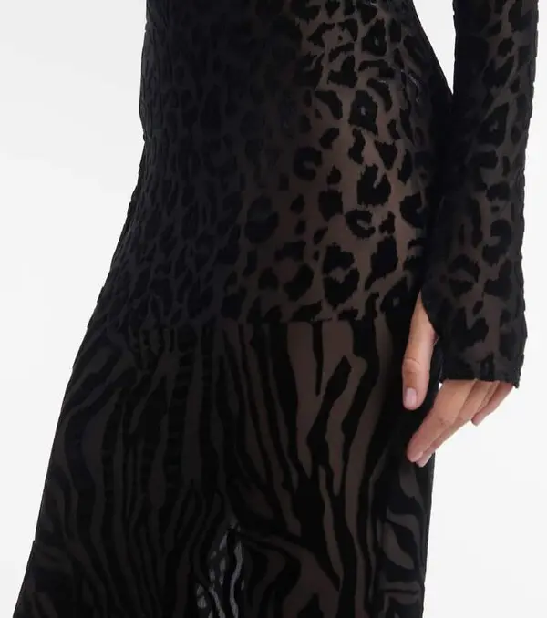 Alex Perry Sheer Animal-print Devoré Maxi Dress