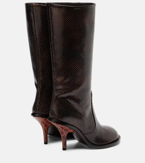Dries Van Noten Snake-effect Leather Knee-high Boots