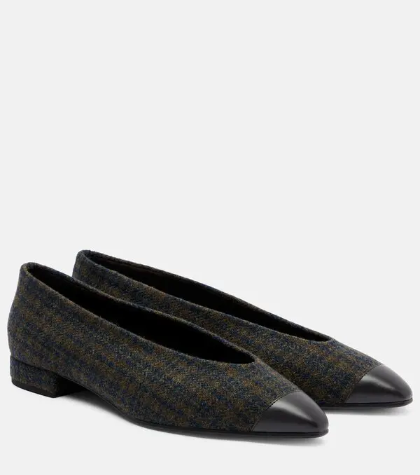 Loro Piana Rebecca Leather-trimmed Tweed Ballerina Flats - Multicoloured