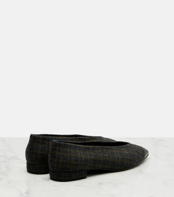 Loro Piana Rebecca Leather-trimmed Tweed Ballerina Flats - Multicoloured