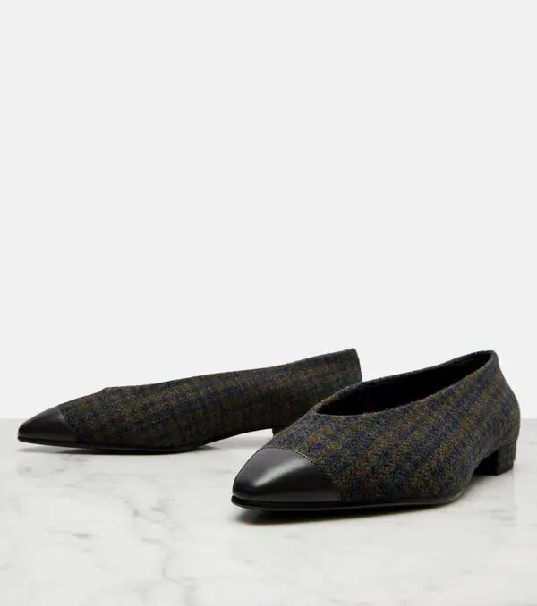 Loro Piana Rebecca Leather-trimmed Tweed Ballerina Flats - Multicoloured