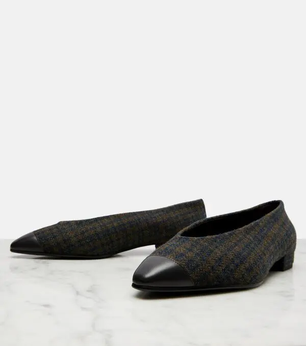 Loro Piana Rebecca Leather-trimmed Tweed Ballerina Flats - Multicoloured