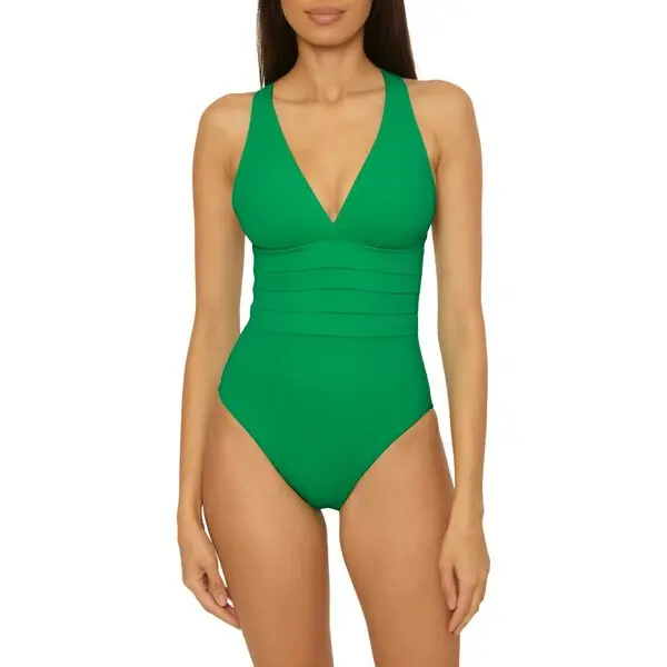 SOLUNA Sun Goddess Pleated One-piece Swimsuit - Grass